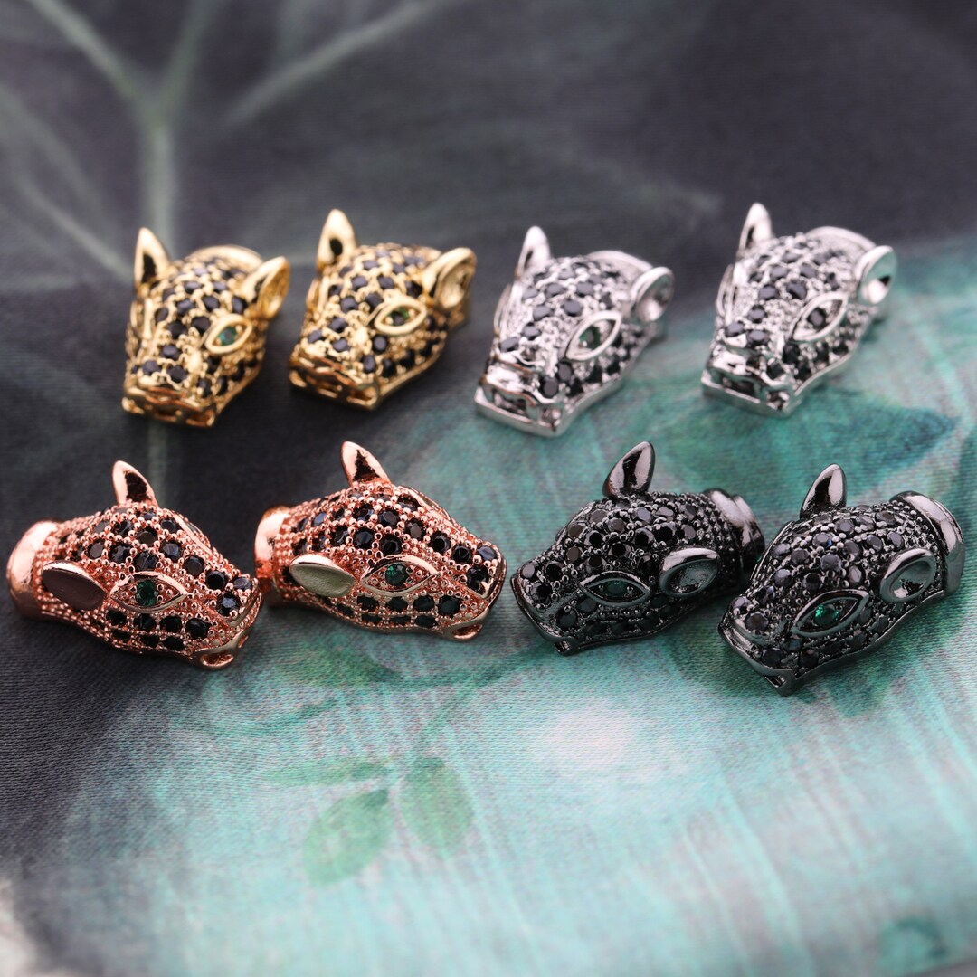 Leopard Shape Beads Cubic Zirconia Rhinestone CZ Micro Pave for Jewelry ...