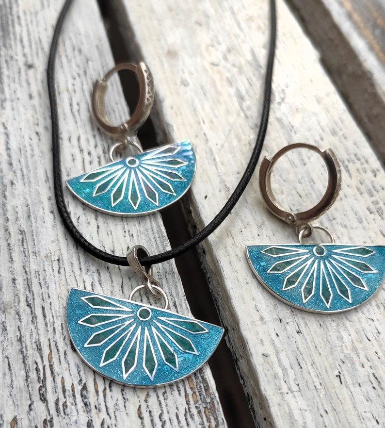 Set of Silver Enamel Jewelry Hot Enamel Art Elegant Gift Jewelry ...