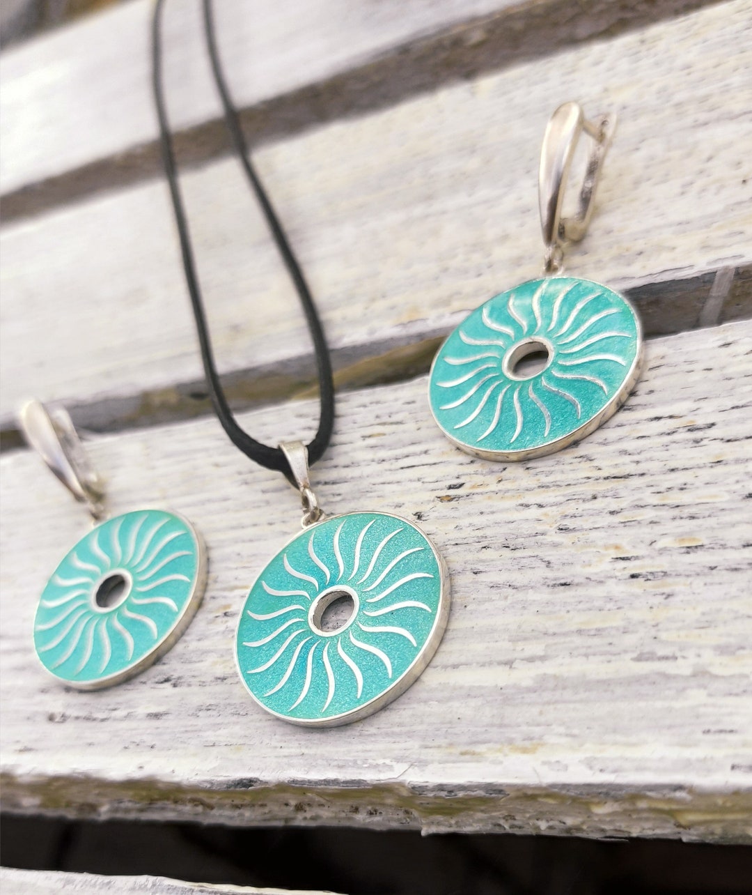 Set of Silver Enamel Jewelry Hot Enamel Art Elegant Gift Jewelry ...