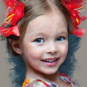 Custom Digital Hand Painting Portrait, Kids Portrait From Photo ...