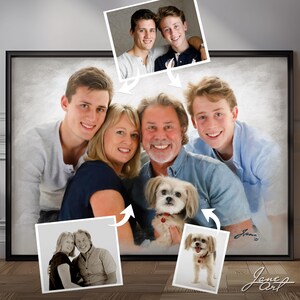 Multiple Photo Merge Family Portrait, Customizable Kin Photo Art ...
