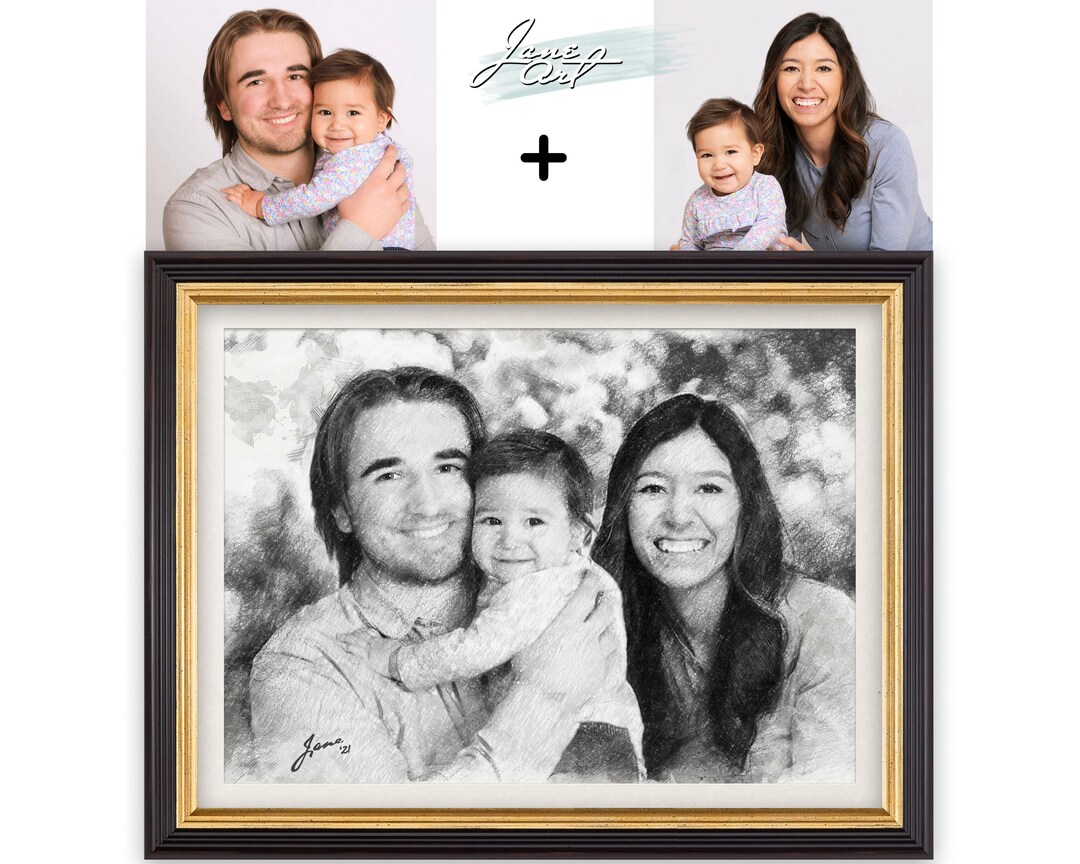 Custom Portrait for Him, Valentines Gifts for the Couple, Pencil ...