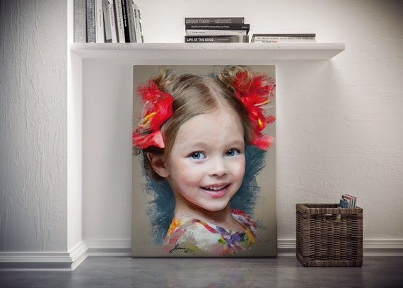 Custom Digital Hand Painting Portrait Kids Portrait From | Etsy