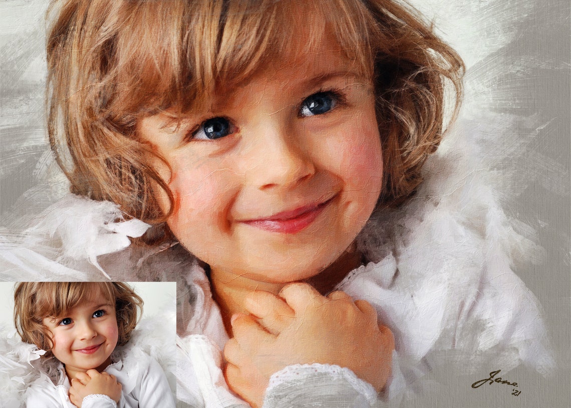 Custom Kids Portrait From Photo, Digital Portrait Painting ...