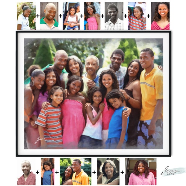 Family Portrait From Multiple Photos - Etsy