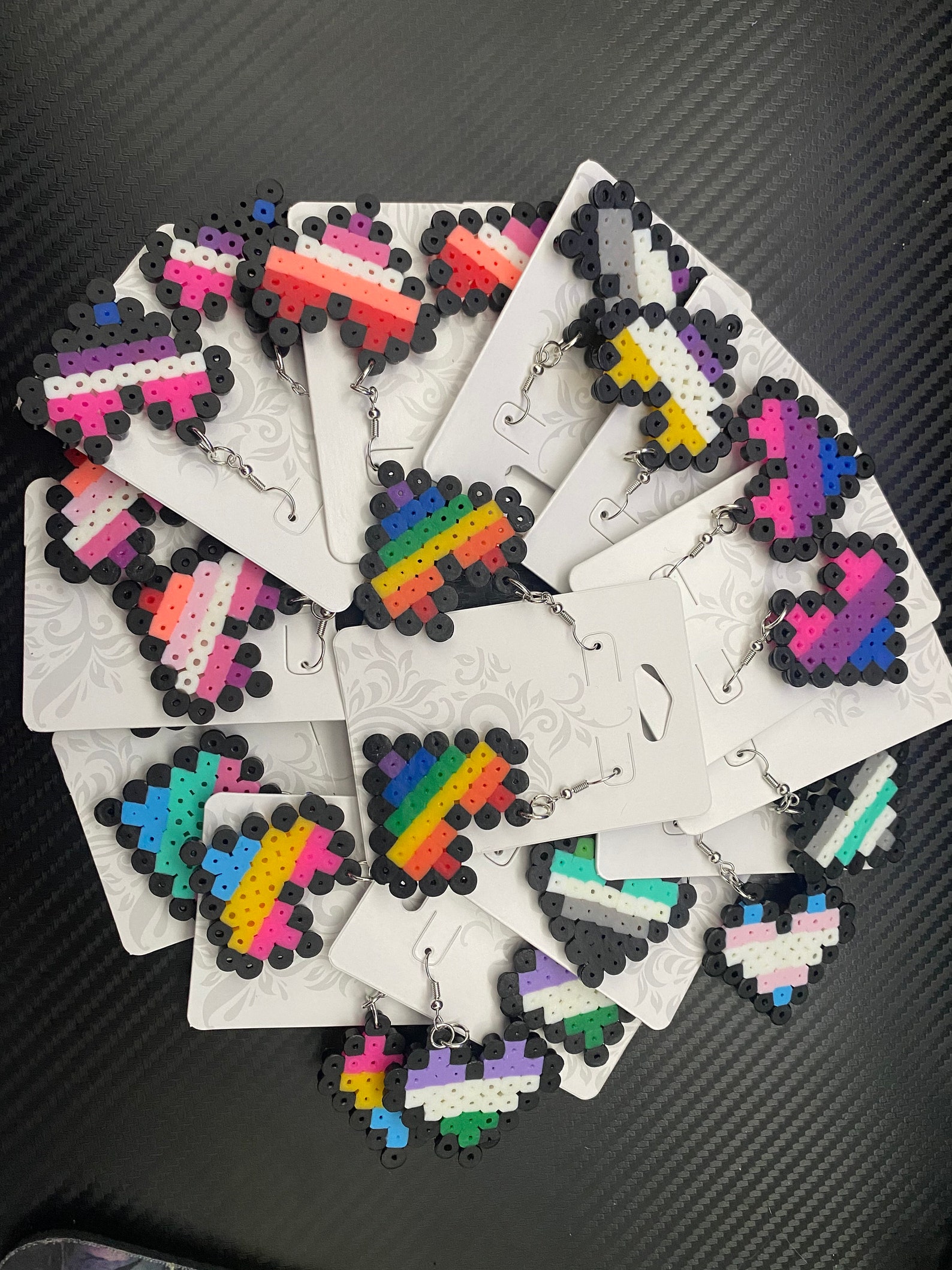 Perler Bead Pride Month Heart Earrings - Etsy