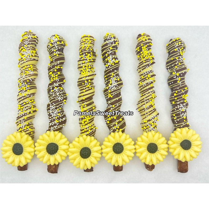 Sunflower Chocolate Covered Caramel Pretzels - Etsy