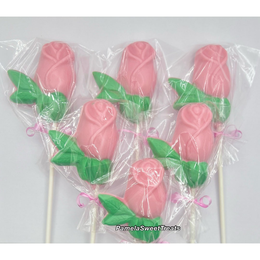 Pink Rose Chocolate Lollipops - Etsy