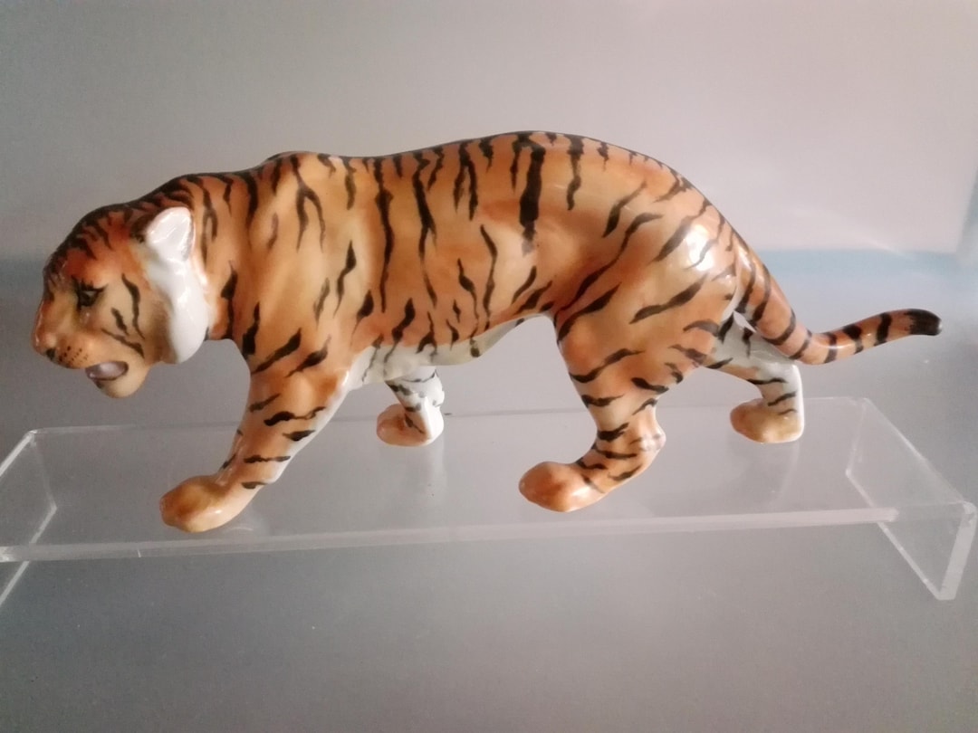 Porcelain Tiger Figurine, Hand-painted - Etsy