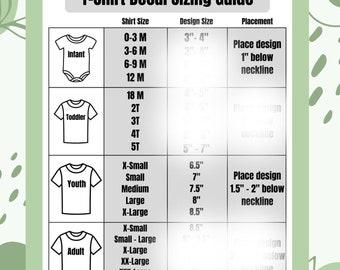 HTV Sizing Chart - Etsy