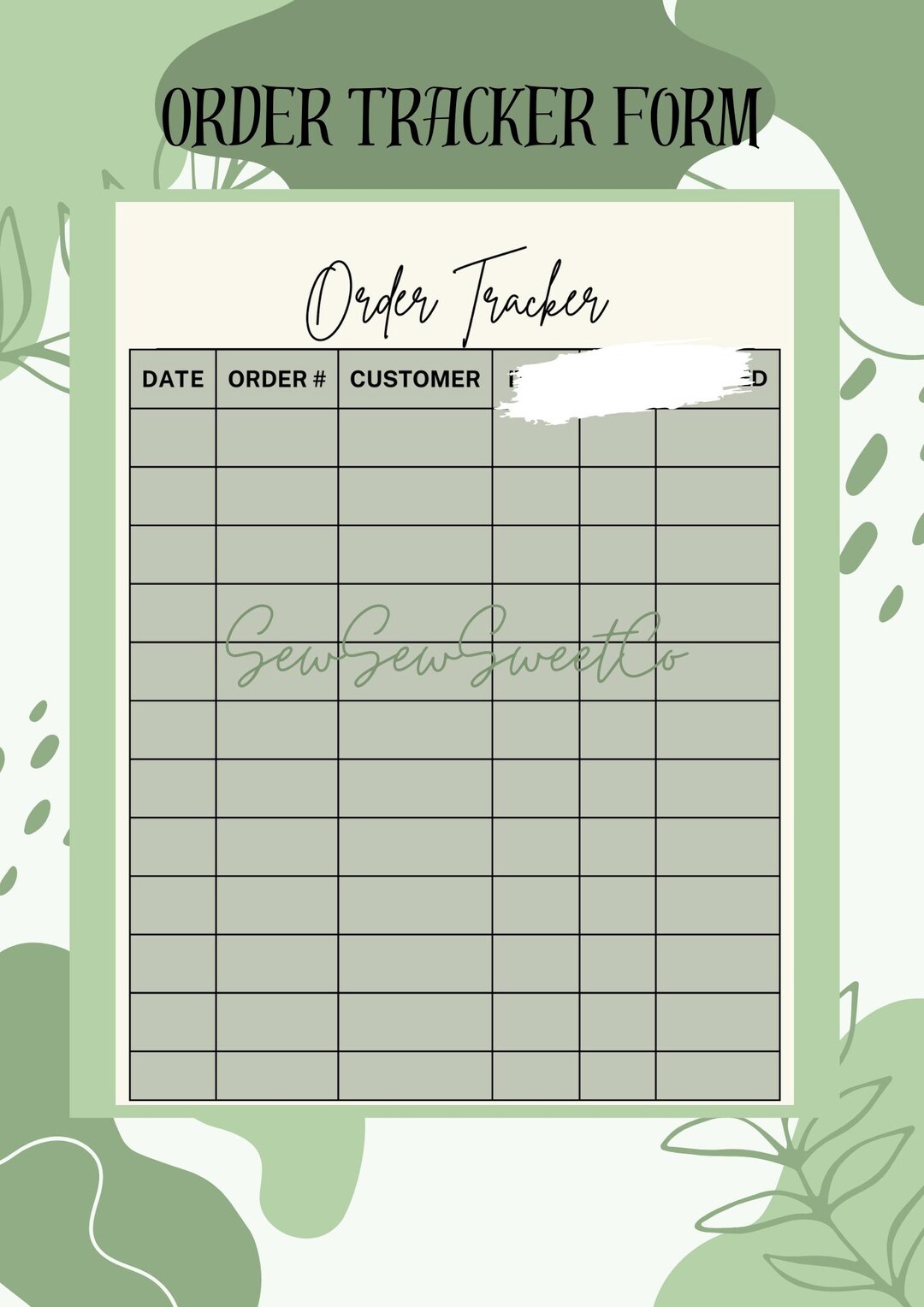 Printable Order Tracker Form, Order Tracker Form, Small Business Form ...