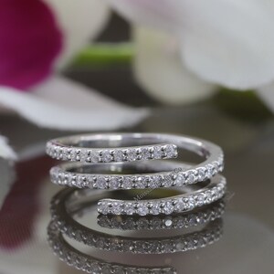 Spiral Wrap Around Diamond Ring, Open Wrap Spiral Ring, Half Eternity ...