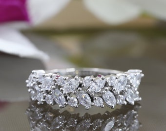 Two Row Diamond Ring - Etsy