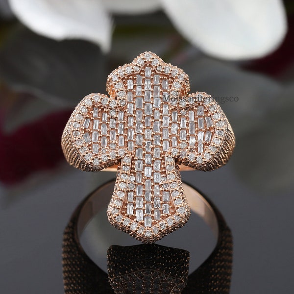 Iced Out Moissanite Cross Ring - Etsy
