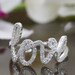 Love Script Ring, Cursive Letter Love Band, Handwritten Love Diamond ...