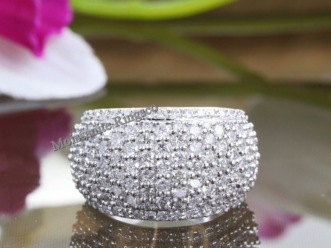 Dome Ring, Pave Setting Dome Ring, Round Diamond Dome Cluster Ring ...