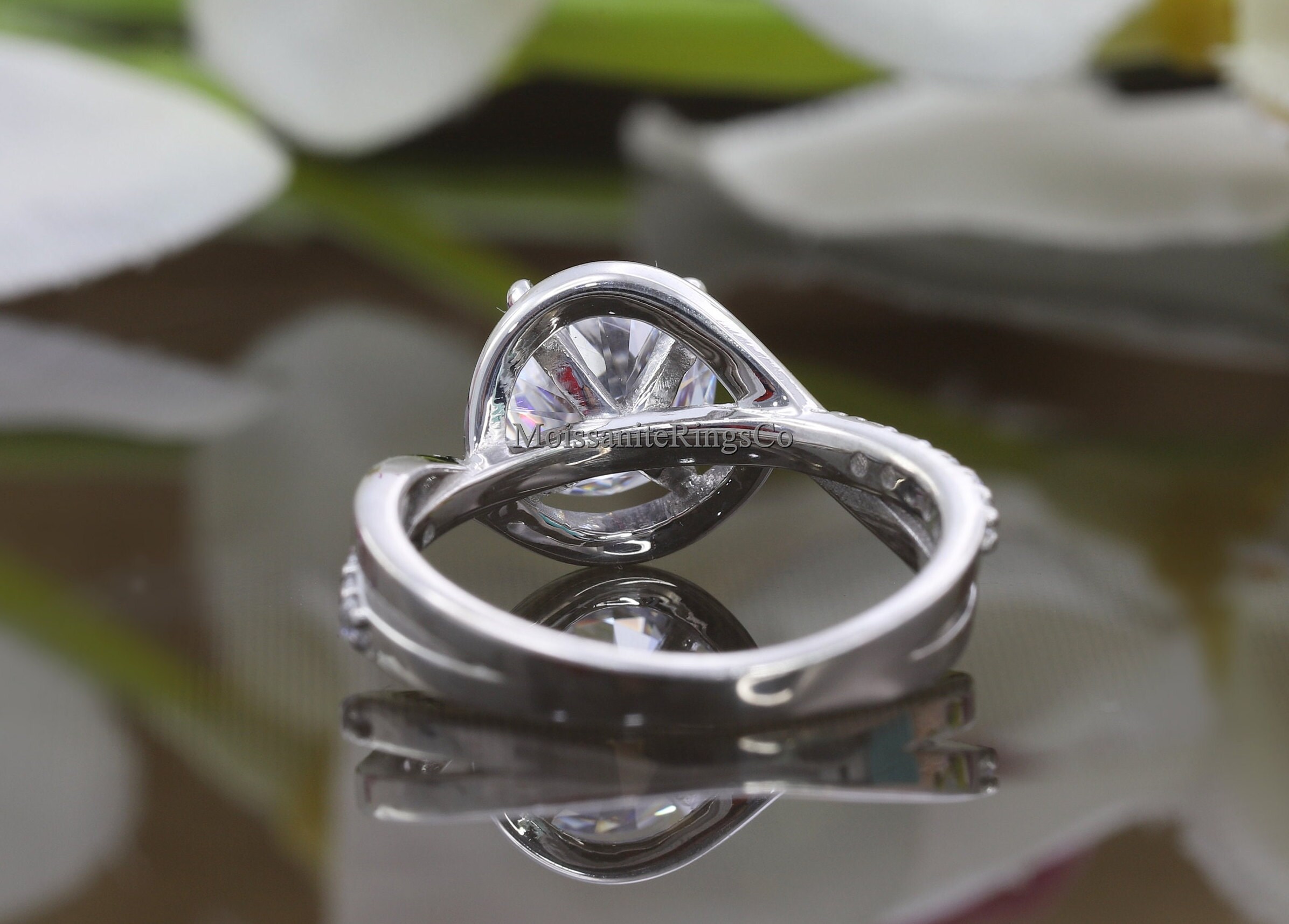 Swirl Bypass Style Bezel Set Ring Solitaire With Accent - Etsy