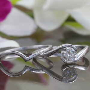 Bridal Ring Set, Swirl Bypass Ring, Tension Ring Set, 1CT Round Cut ...
