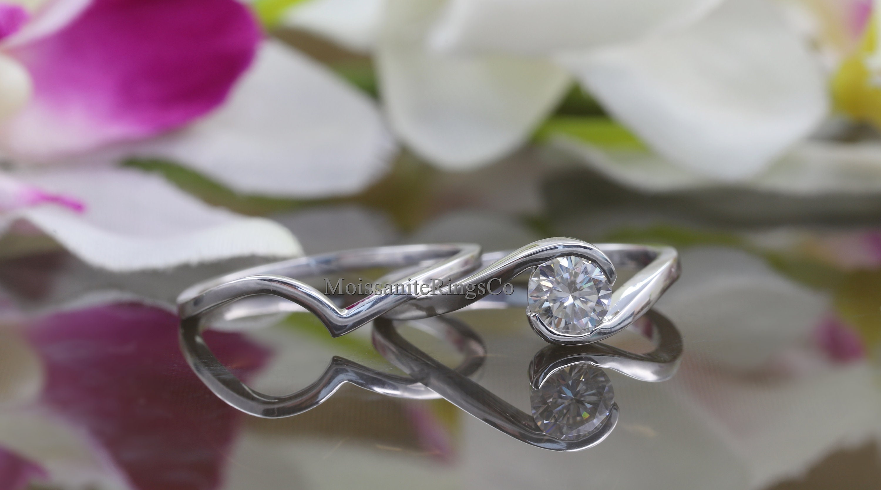 Bridal Ring Set Swirl Bypass Ring Tension Ring Set 1CT - Etsy