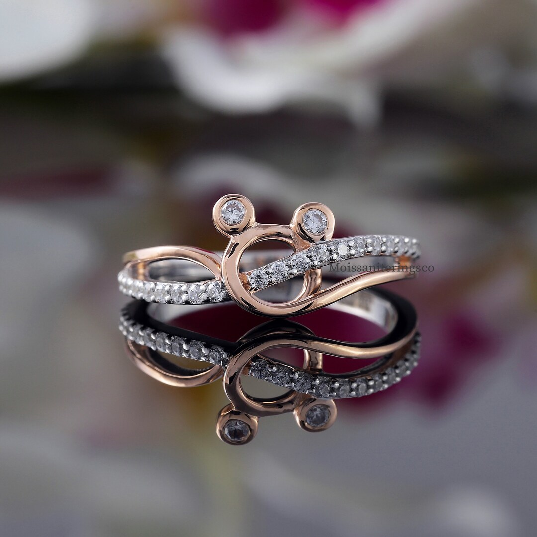 Two-tone Twisted Mickey Mouse Face Ring, Face Design Minnie Mouse Ring ...