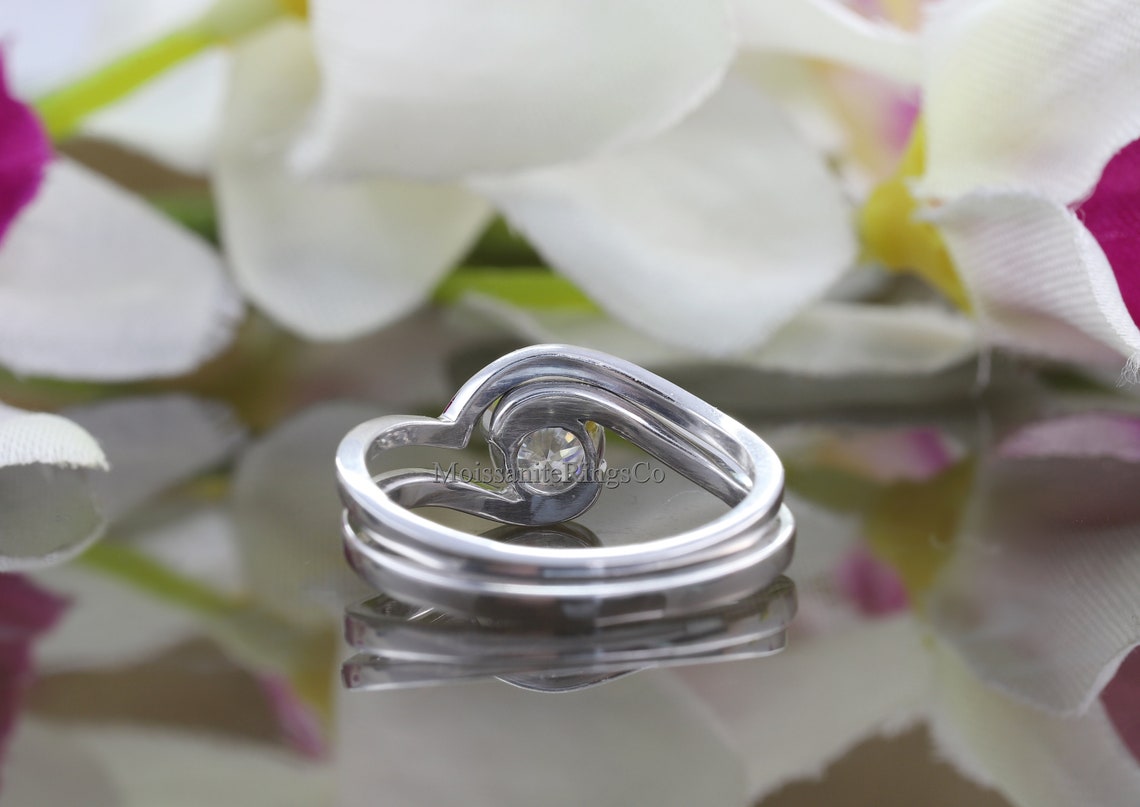 Bridal Ring Set Swirl Bypass Ring Tension Ring Set 1CT - Etsy