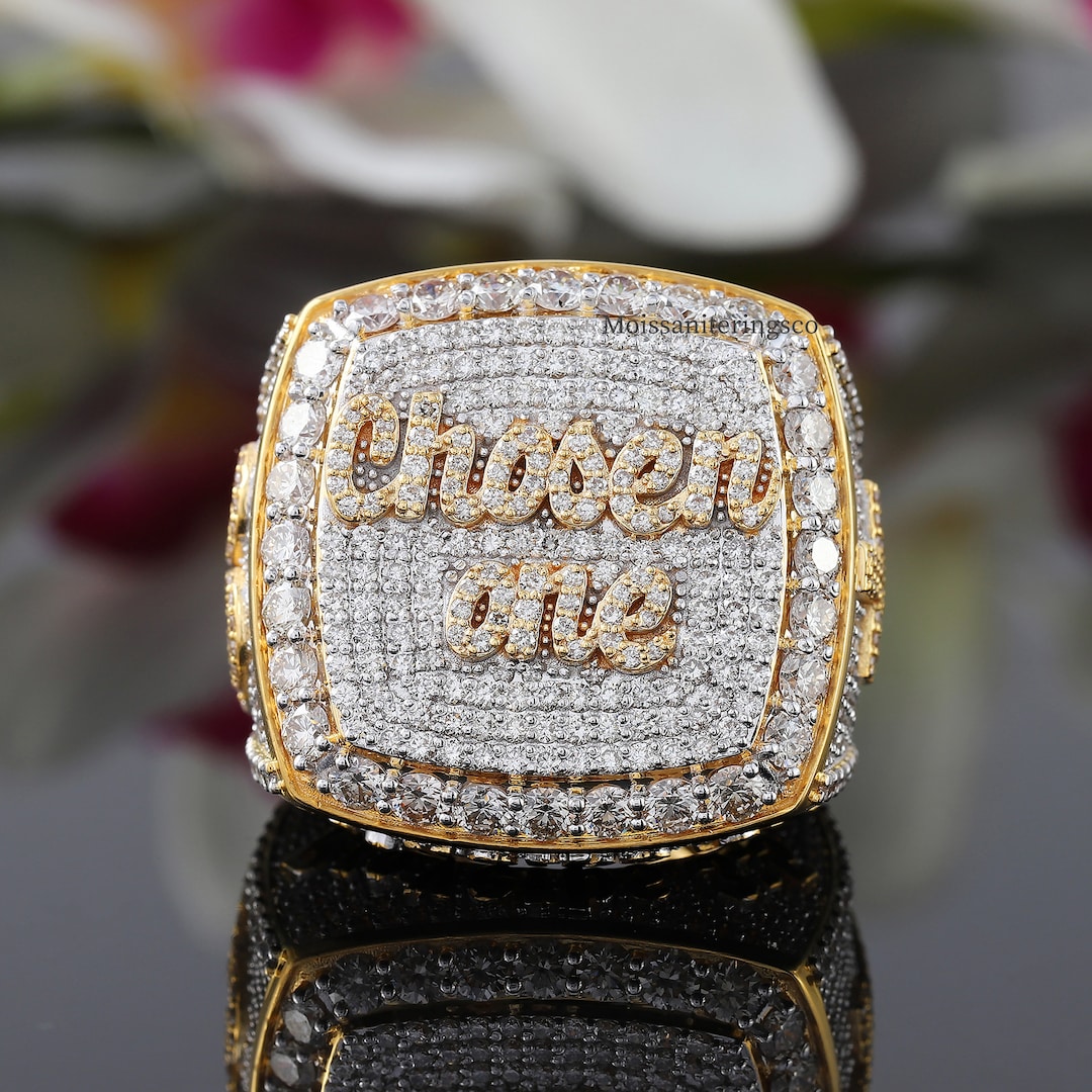 VVS Fully Iced Out Moissanite Men's Ring, Custom Name Men's Ring, Hip ...