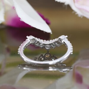 Curved Wedding Band, Prong Set Half Eternity Stacking Band, Round ...