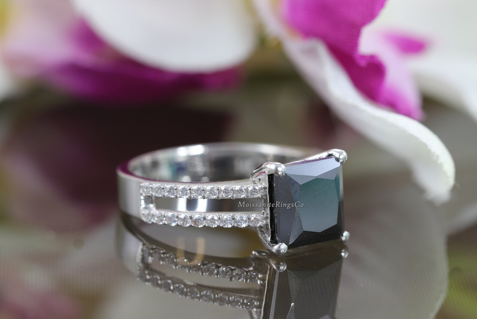 Princess Black Diamond Ring Engagement Wedding Ring 2 CT - Etsy