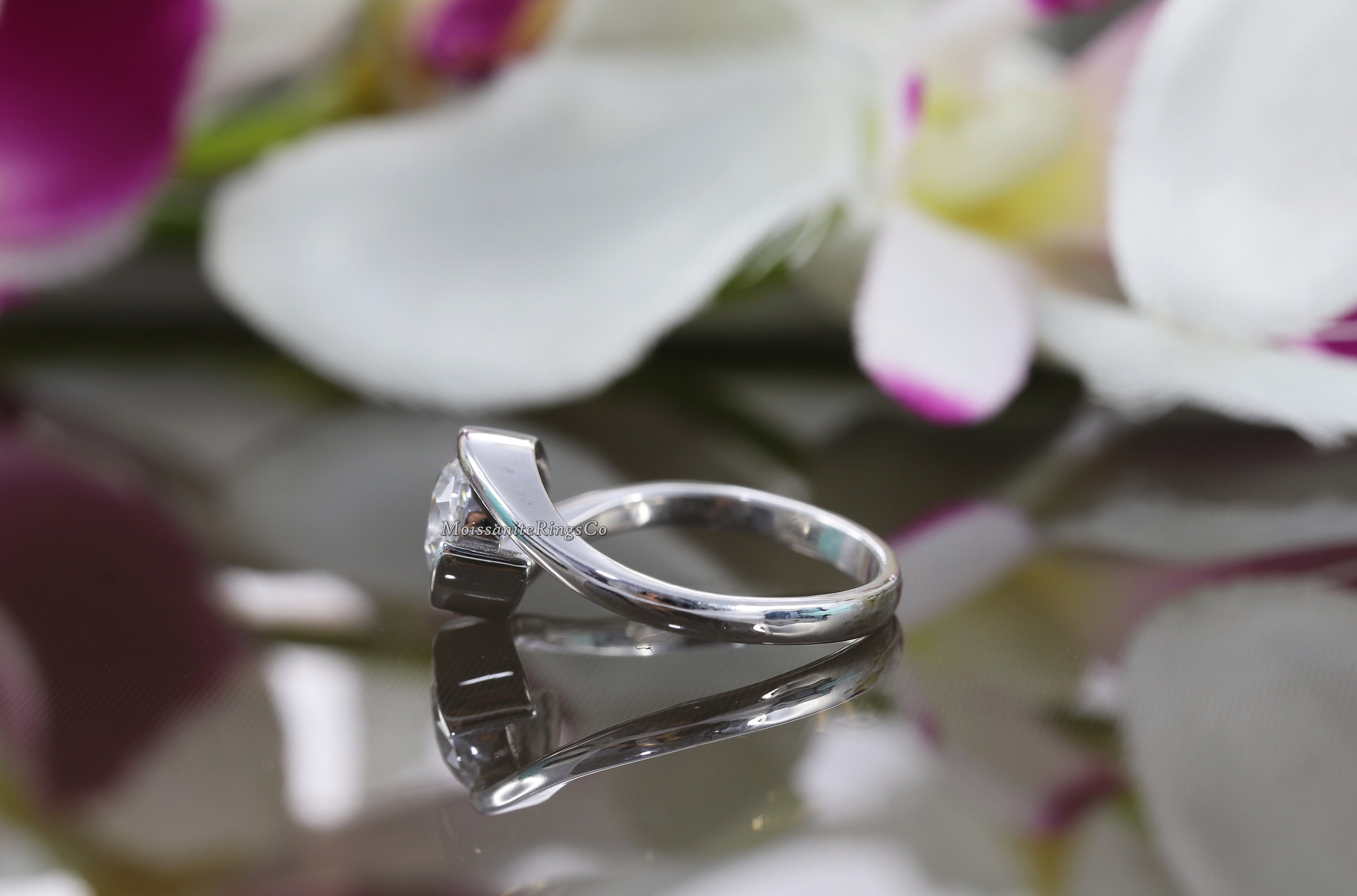 Swirl Bypass Ring Solitaire Ring Tension Set Ring 1 CT - Etsy