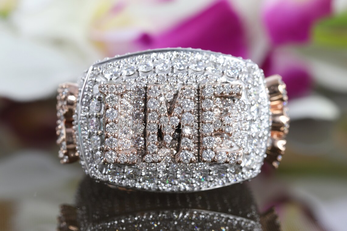 Custom Name Men's Ring Ice Out Moissanite Diamond Ring - Etsy