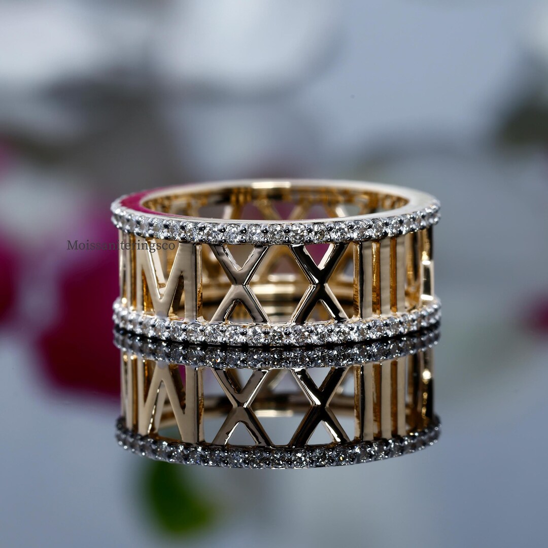 Diamond Roman Numeral Band, Engagement Band, Eternity Wedding Band ...