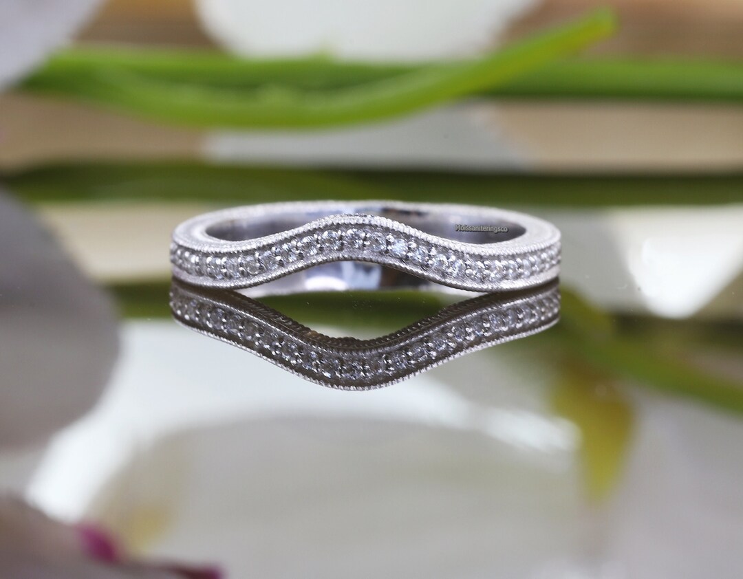Nesting Band Half Eternity Wedding Band Vintage Style - Etsy
