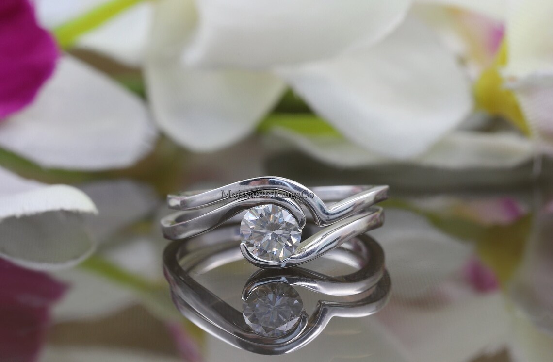 Bridal Ring Set Swirl Bypass Ring Tension Ring Set 1CT - Etsy
