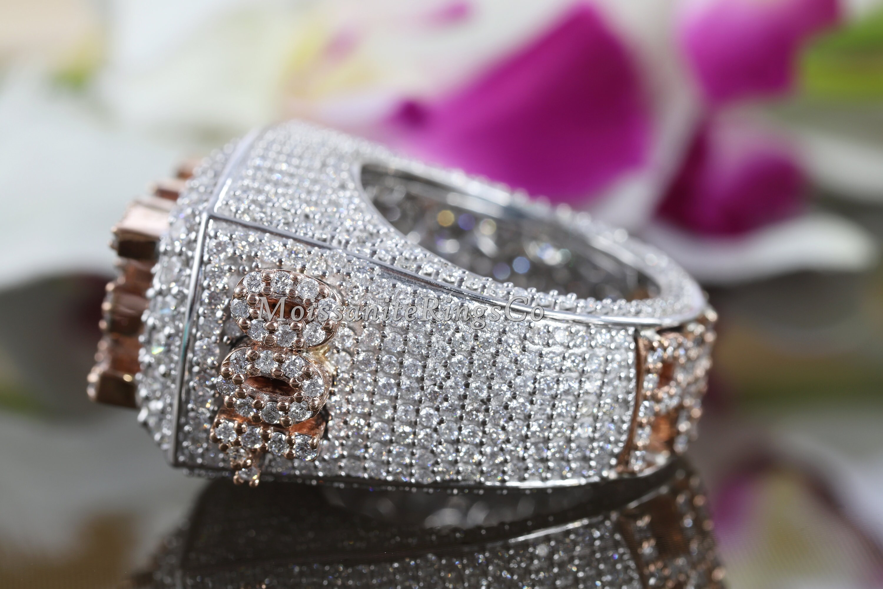 Custom Name Men's Ring Ice Out Moissanite Diamond Ring - Etsy