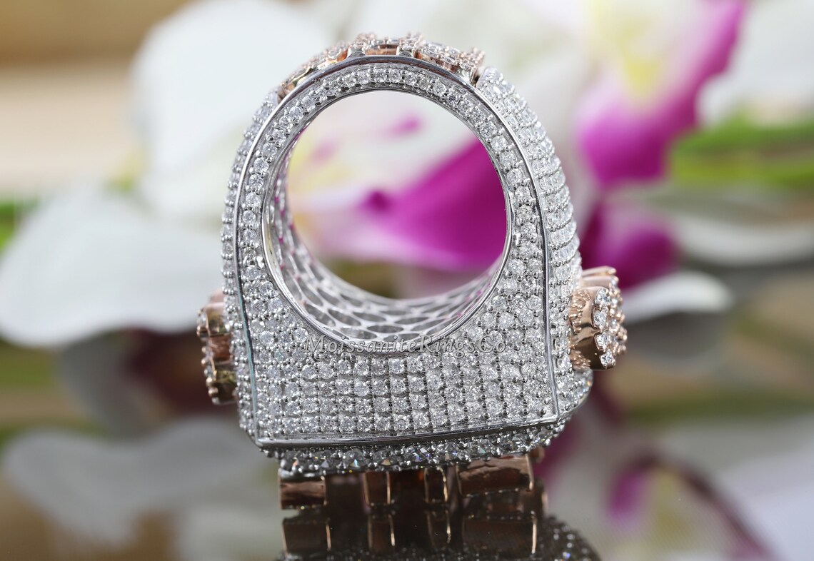 Custom Name Men's Ring Ice Out Moissanite Diamond Ring - Etsy