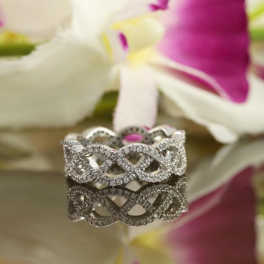 Infinity Band, Eternity Band, Infinity Twisted Moissanite Band, Round ...
