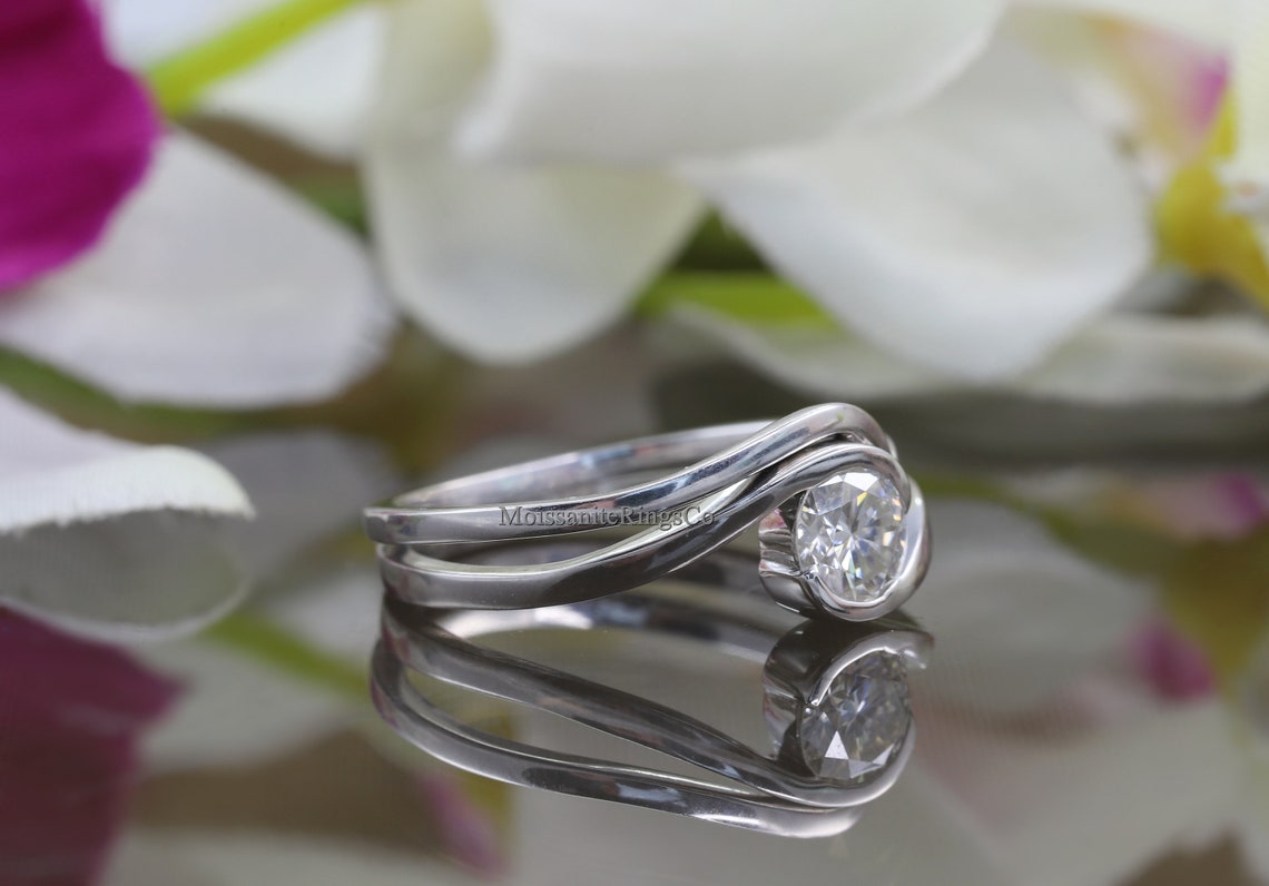 Bridal Ring Set Swirl Bypass Ring Tension Ring Set 1CT - Etsy