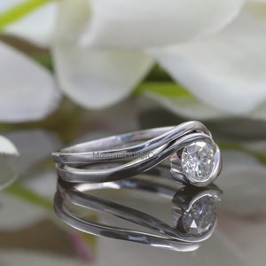 Bridal Ring Set, Swirl Bypass Ring, Tension Ring Set, 1CT Round Cut ...