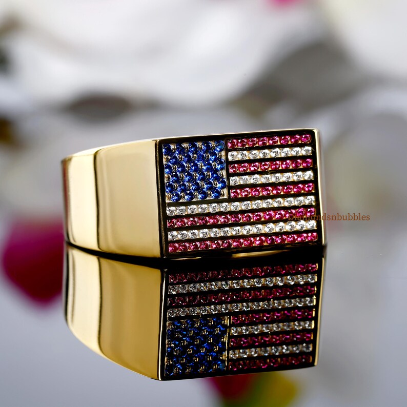 Men’s USA Flag Ring, American Flag Band, Patriotic Jewelry Gift for Him ...