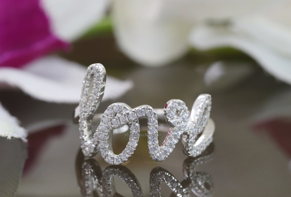 Love Script Ring Cursive Letter Love Band Handwritten Love - Etsy