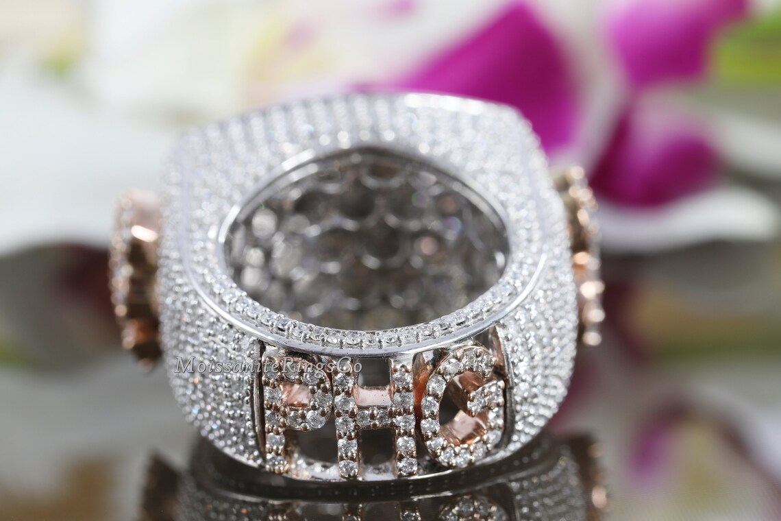 Custom Name Men's Ring Ice Out Moissanite Diamond Ring - Etsy