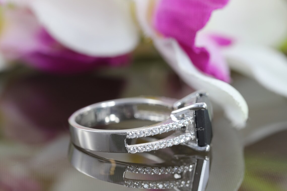 Princess Black Diamond Ring Engagement Wedding Ring 2 CT - Etsy
