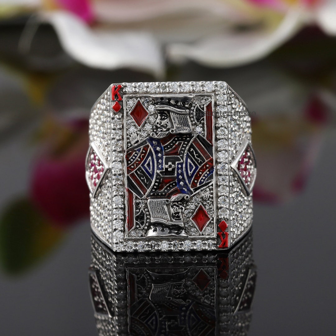King Card Spade Diamond Ring, Hip Hop Moissanite Men's Ring, King Spade ...