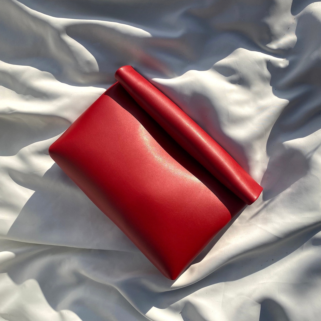 Oversized Red Vegan Leather Clutch: Handmade Woman's Handbag - Etsy