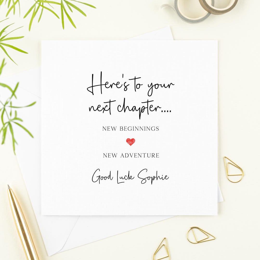 Here’s to Your Next Chapter Personalised Card, New Beginnings Card, New ...