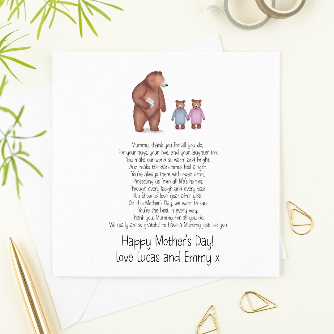 Mother's Day Card From Children, Personalised Mothers Day Card From Son ...