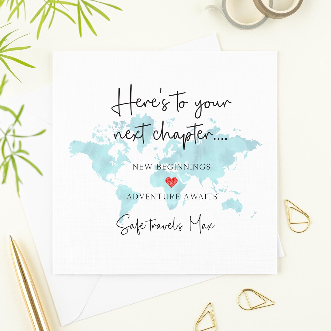 Personalised Here's to Your Next Chapter Card, Going Away Card ...