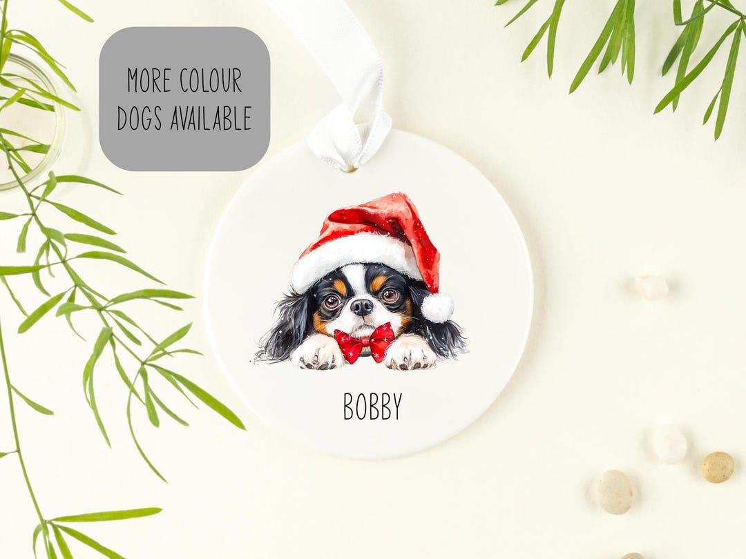 Personalised Japanese Chin Ceramic Tree Ornament, Japanese Chin Xmas ...