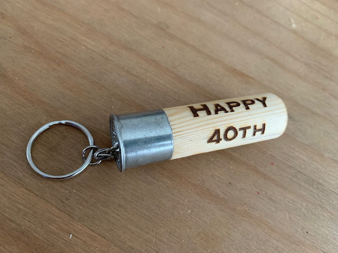 Personalised Shot Cartridge & Oiled Wood Keyring Keychain Silver or ...