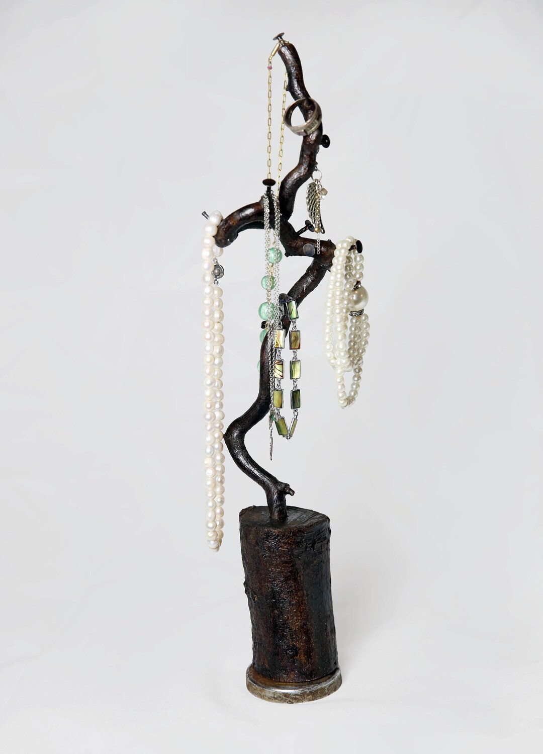 Handmade Twisted Hazel Jewelry Stand With Vintage Wood Stain and Rusty ...